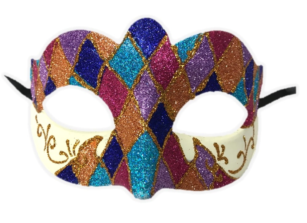Argyle Glitter Half Mask Mardi Gras Masquerade Costume Accessory ...