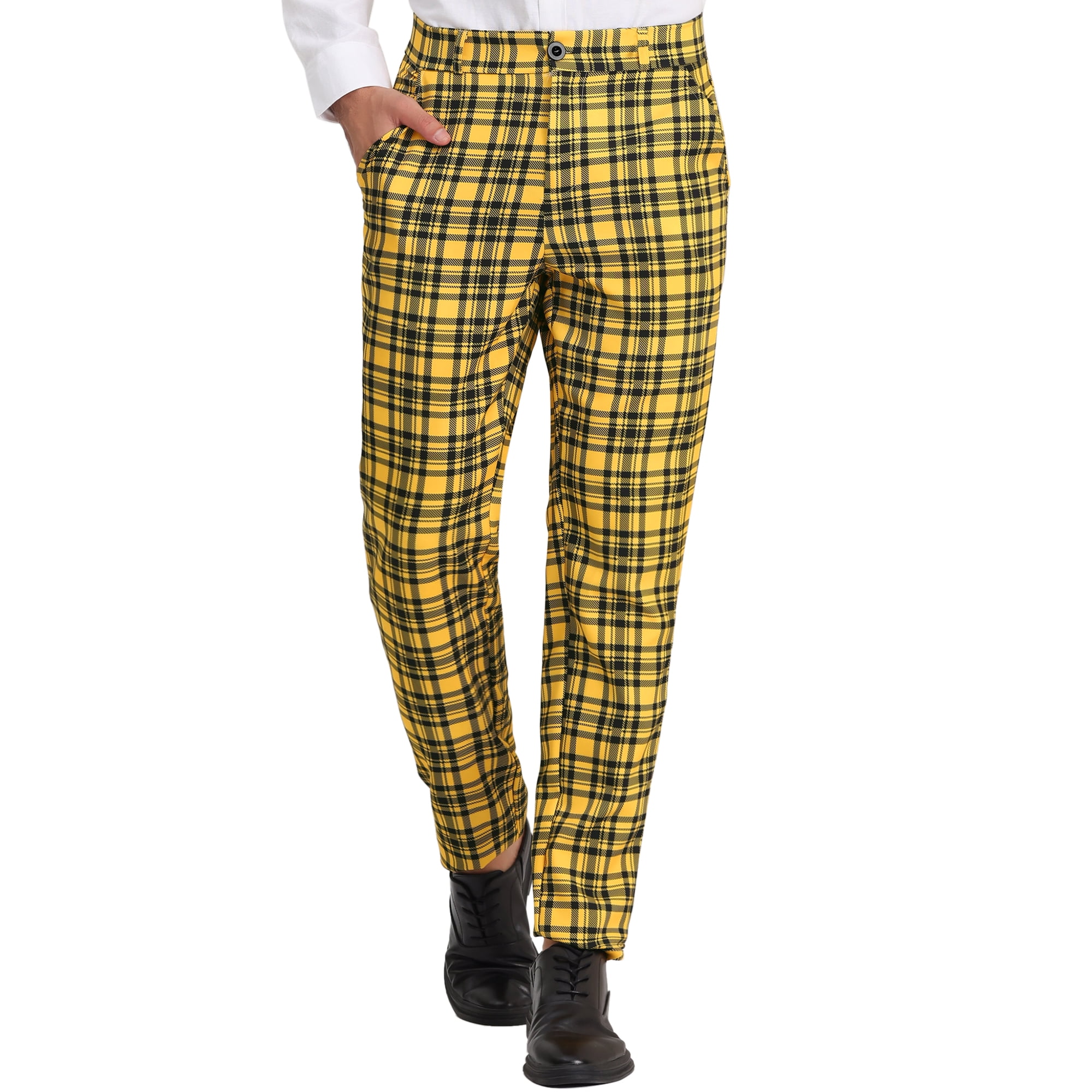 Click here for Inspire Chic Mens Pants Plaid Flat Front Elastic W... prices