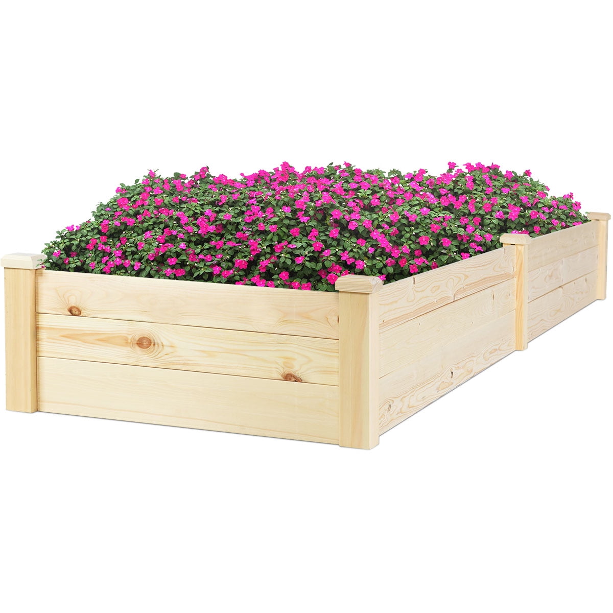 Topbuy Raised Garden Bed Planter Wooden Elevated Vegetable Flower ...