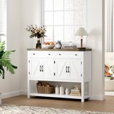 Homfa Rustic Farmhouse Console Table, Buffet Kitchen Storage, 2 Drawers ...