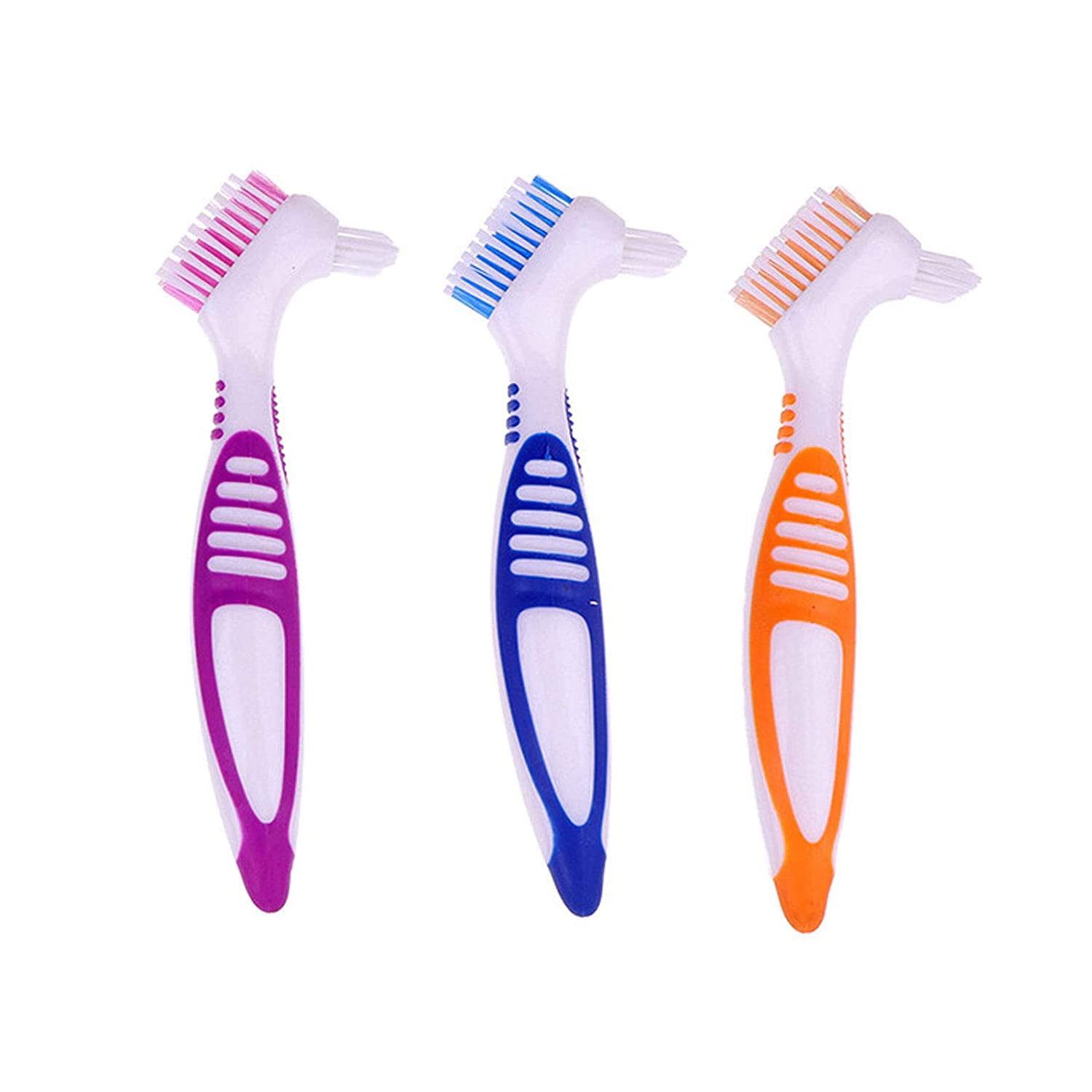 Denture Cleaning Brush Set with Multi-Layered Bristles & Ergonomic ...