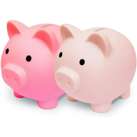 2 Pack Cute Piggy Bank Unbreakable Plastic Pig Money Bank Pig Money Box ...