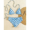Blue Polka Dot Triangle Spaghetti Strap Bikini Set With Tie-Side ...