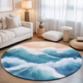 Abstract Waves Area Rugs 4' (Round) Gradient Spray Orange Blue White ...