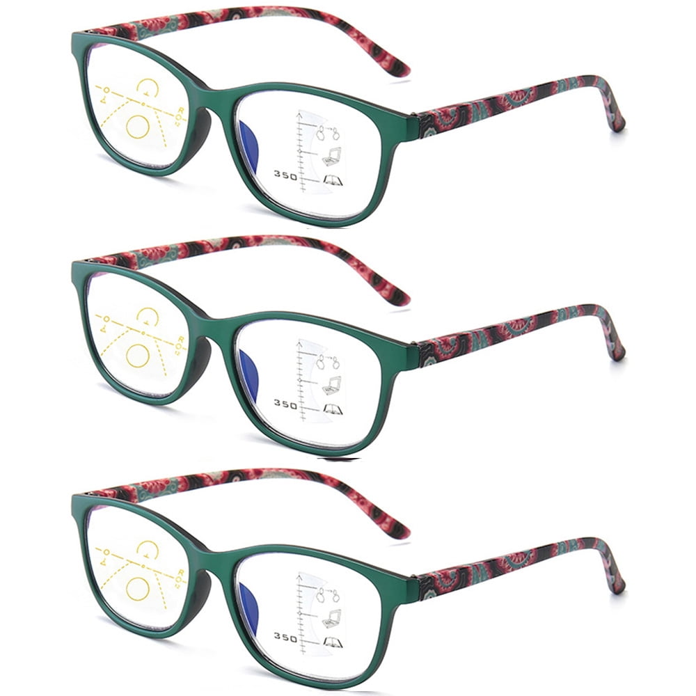 3 Pairs Progressive Multi-Focus Reading Glasses Blue Light Blocking ...