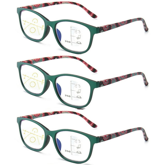 3 Pairs Progressive Multi-Focus Reading Glasses Blue Light Blocking ...