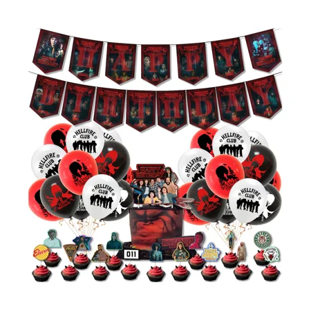 Stranger Things Party Supplies Balloons Cake Topper Banner Birthday ...