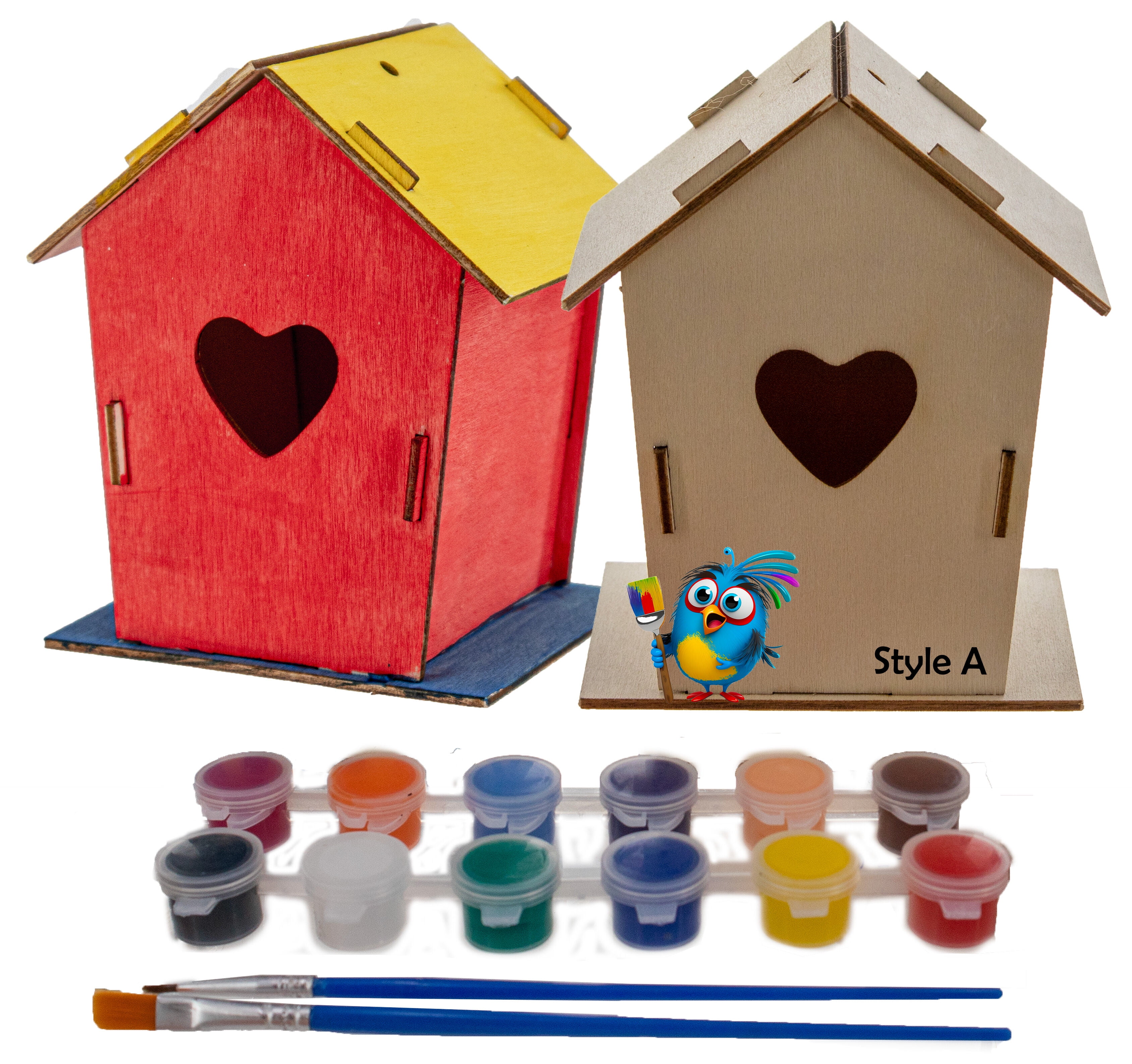 DIY Wood Birdhouse Kit - Easy To Paint & Build Your Own Homemade Bird ...