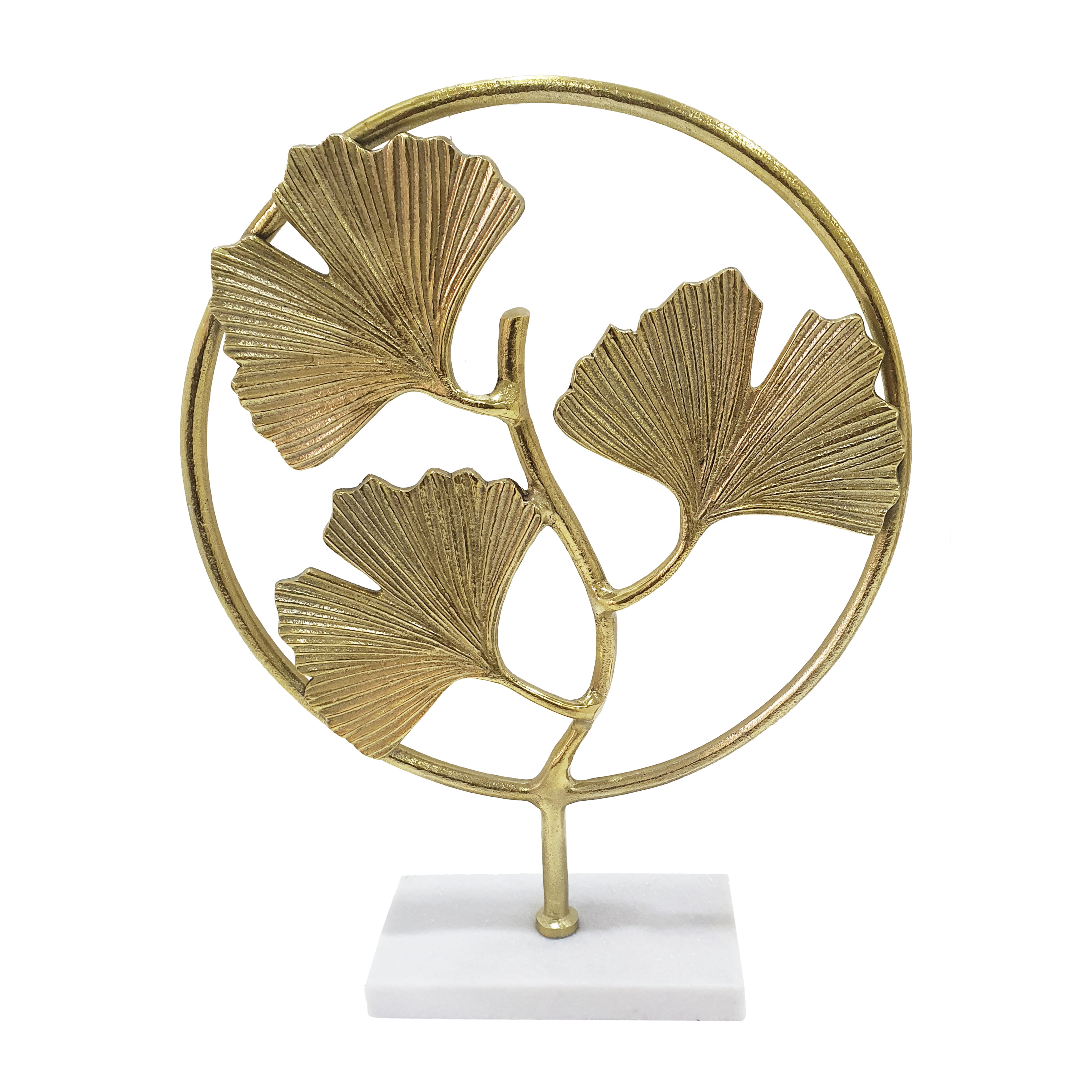 Sagebrook Home Metal, 18"h Gingko Leaf On Stand, Gold - Walmart.com