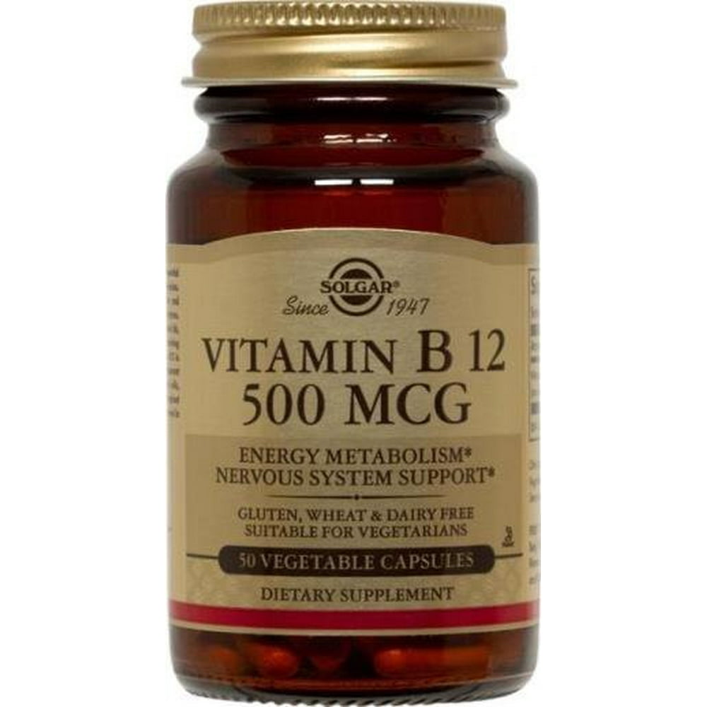 Solgar Vitamin B12 500 mcg Vegetable Capsules, 250 Ct - Walmart.com ...