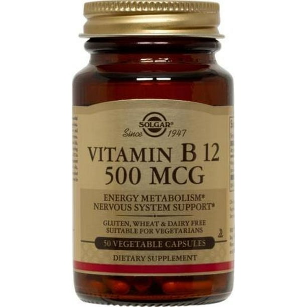 Solgar Vitamin B12 500 mcg Vegetable Capsules, 250 Ct - Walmart.com ...