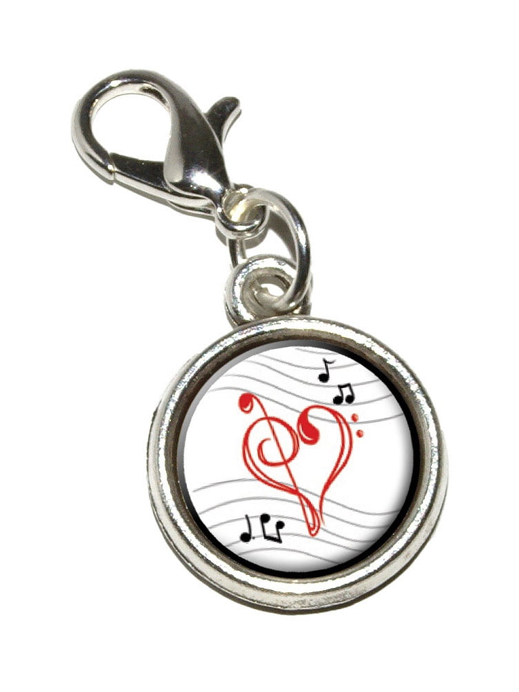 Treble Bass Clef Heart - Music Bracelet Charm - Walmart.com