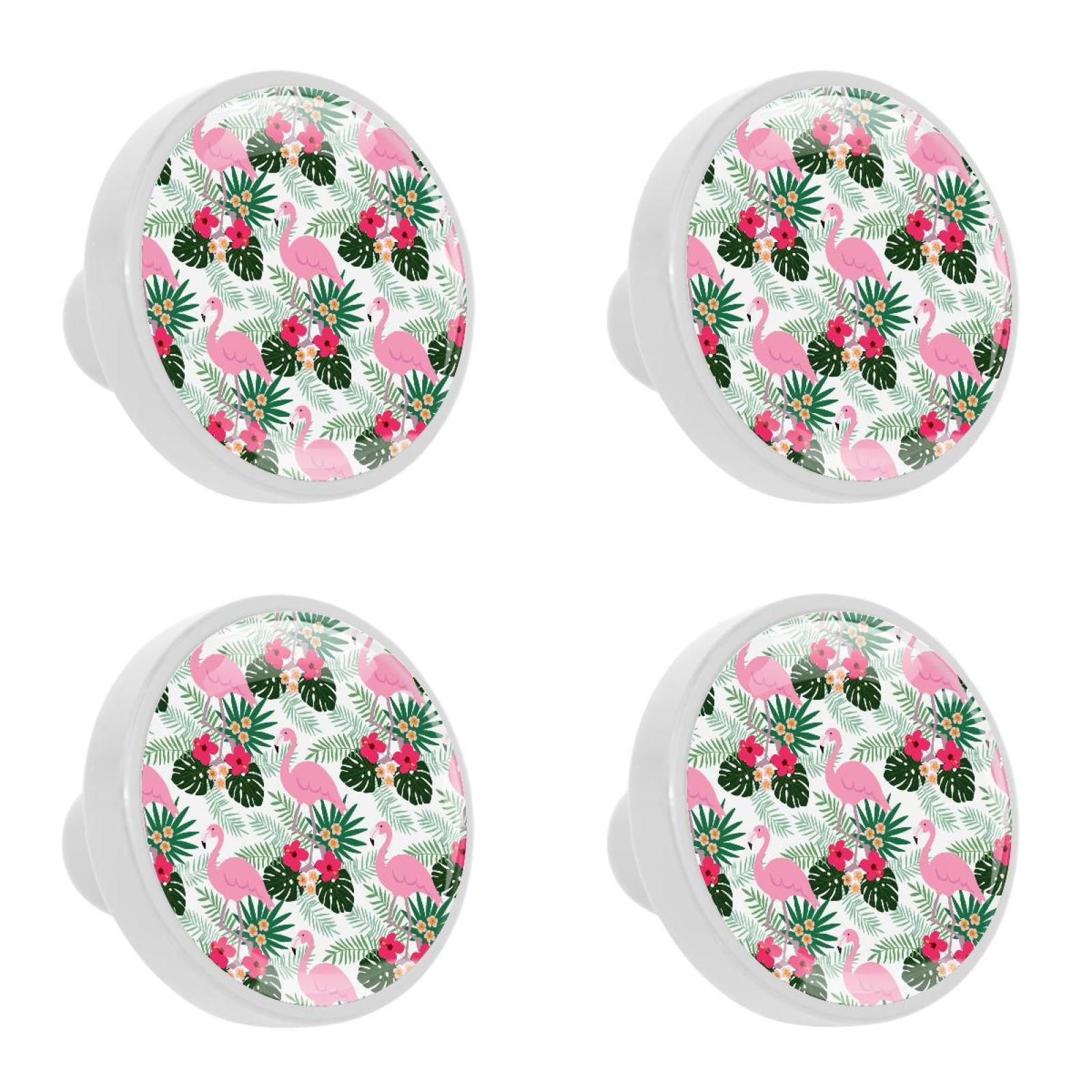4 Pcs Flamingo Knobs for Kitchen Cabinet Cupboard Dresser Bookcase Drawer Pulls Handles Round ...