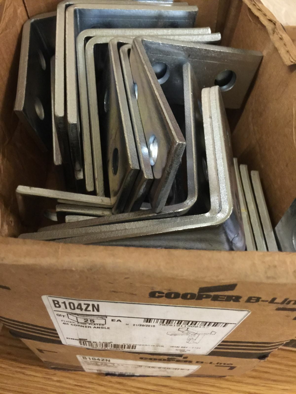 Cooper B-Line B104-ZN 90 Degree Corner Angle Bracket; Steel (25) 9/16 ...