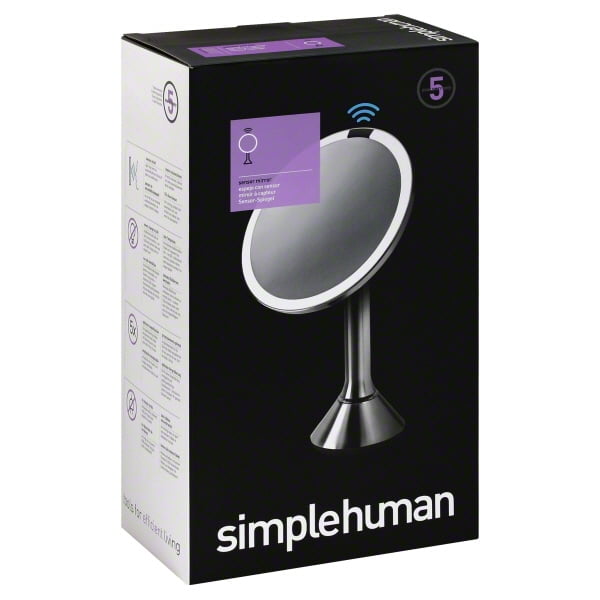 simplehuman 8 Inch Sensor Mirror, Lighted Makeup Mirror, 5x ...