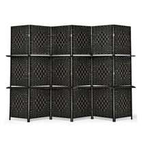 Yunken 6-Panel Weave Fiber Room Divider with 2 Display Shelves ...