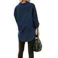 Avamo Women Casual Solid Color Tops With Pockets Single Breasted Blouse