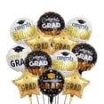 2 Styles Graduation Foil Balloons Set Black Gold Star Round Elongated ...