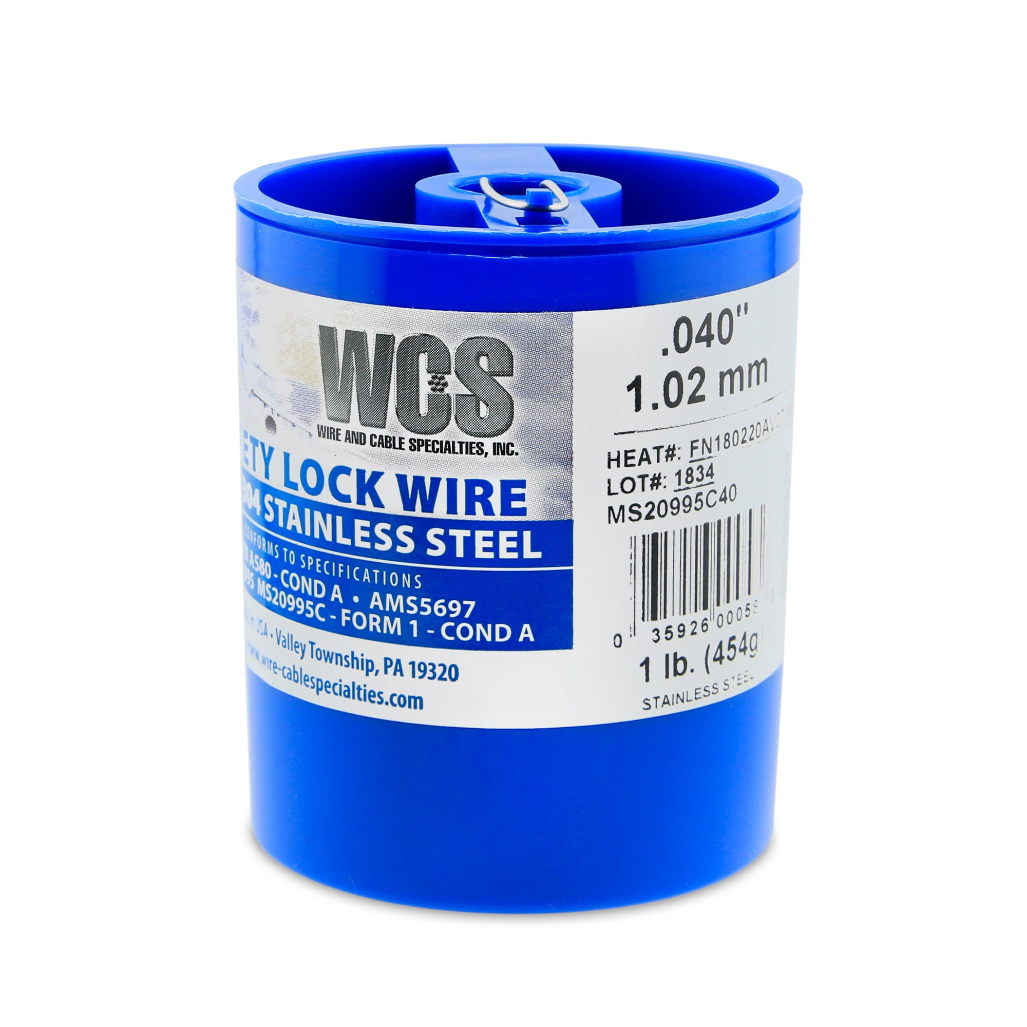 Safety Lock Wire, .040 in / 1.01 mm, T302/304 Stainless Steel ...