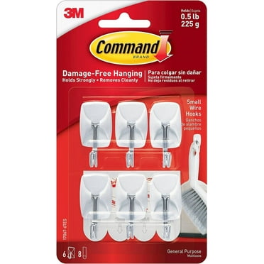 Command Small Stainless Steel Metal Hooks, 6 Hooks, 8 Strips/Pack ...