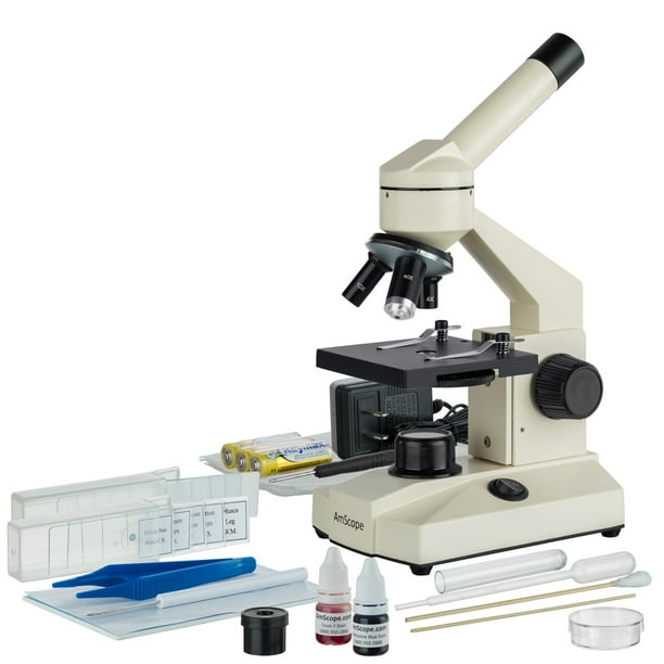 AmScope 40X-1000X Student Biological Field Microscope with LED Lighting ...