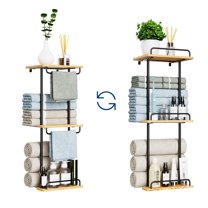 Costway 2 Tier Wall Mount Bath Shelf - Bathroom Storage Rack with Towel ...