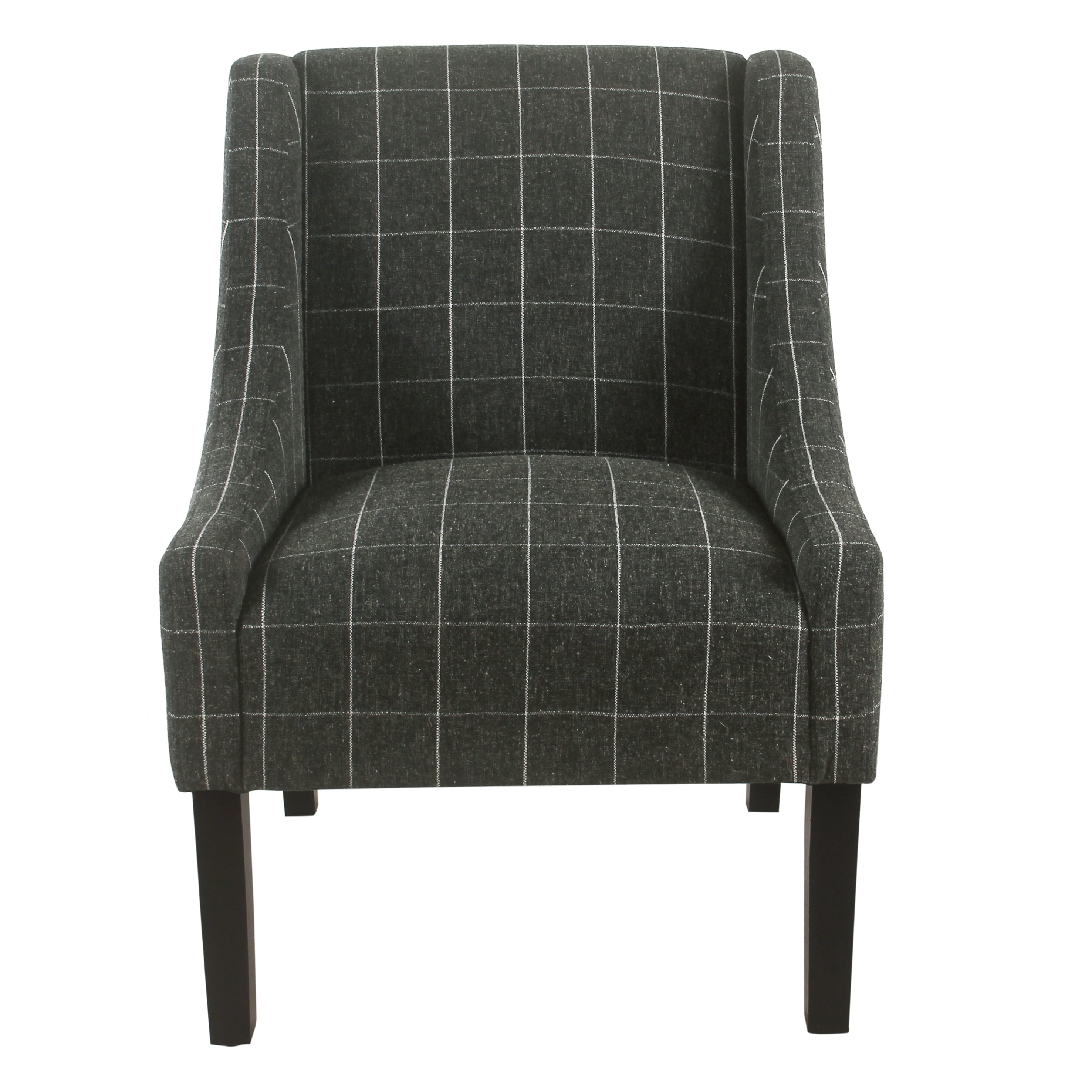 HomePop Modern Swoop Accent Armchair, Black Plaid - Walmart.com