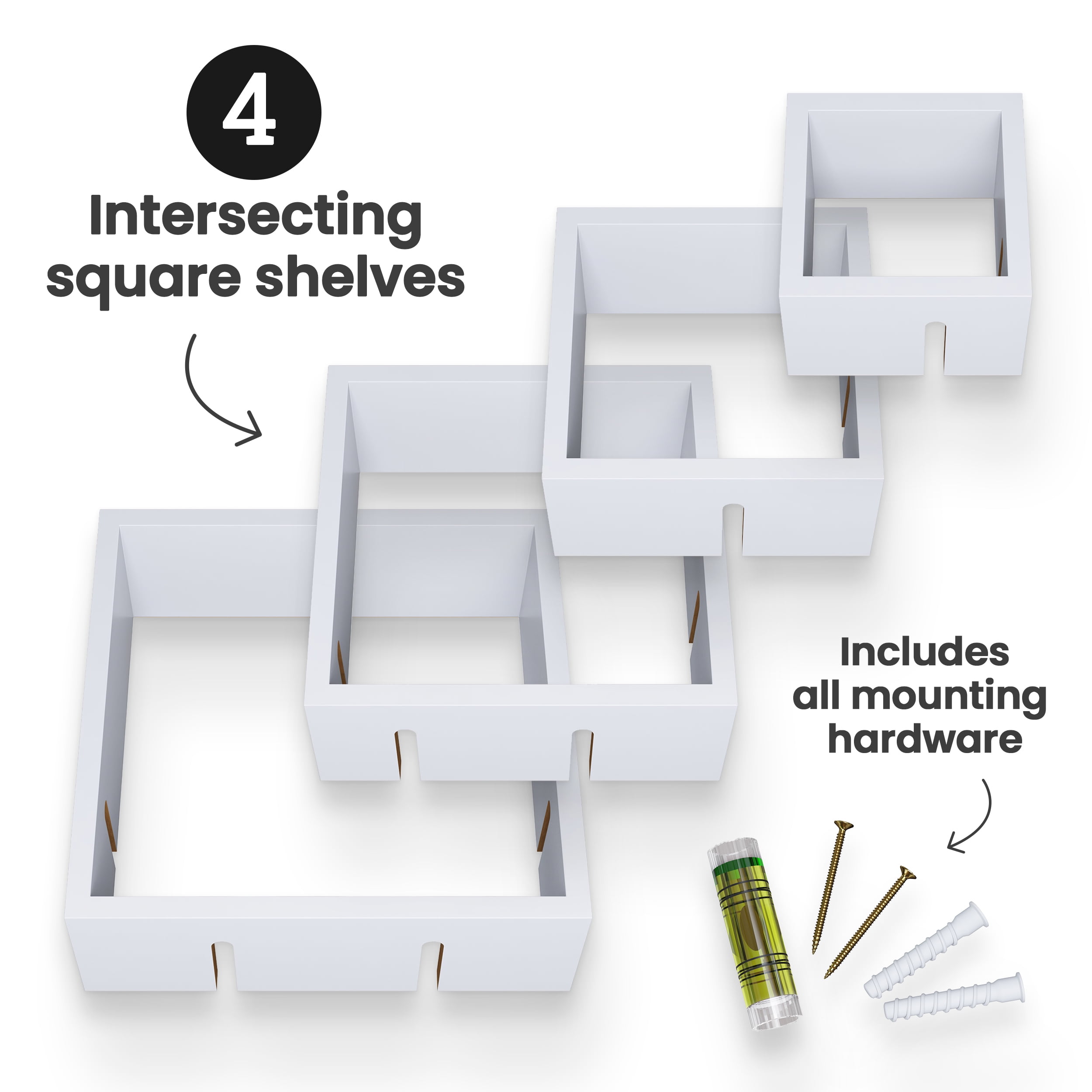Buy GreenCo Decorative 4 Cube Wall Shelves | Grey Shelves ... Buy GreenCo Decorative 4 Cube Wall Shelves | Grey Shelves ...