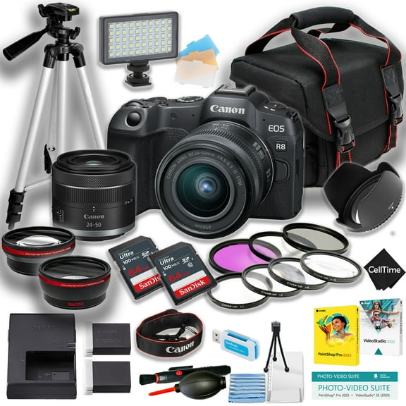 Canon EOS R8 Mirrorless Camera + RF 24-50mm f/4.5-6.3 is STM Lens ...