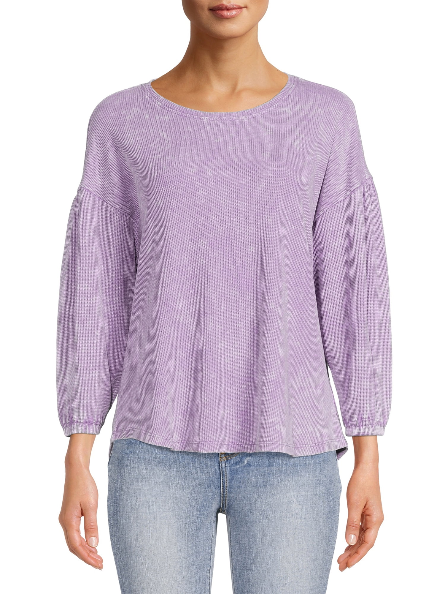 Time and Tru Women's Washed Waffle Top - Walmart.com