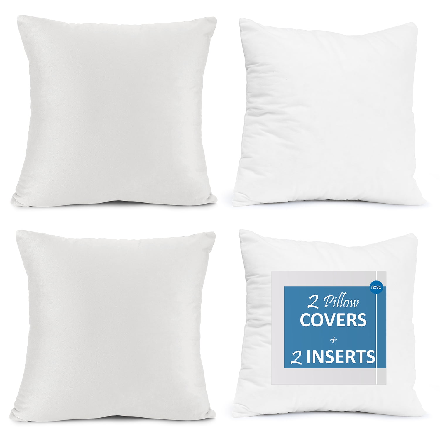 Nestl Plush 2 Pack Solid Decorative Microfiber Square Throw Pillow ...