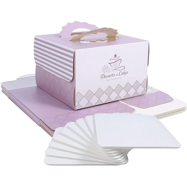 Purple Disposable Cake Boxes with Window, 6x6x4 Inch Tier Tall Cakes ...