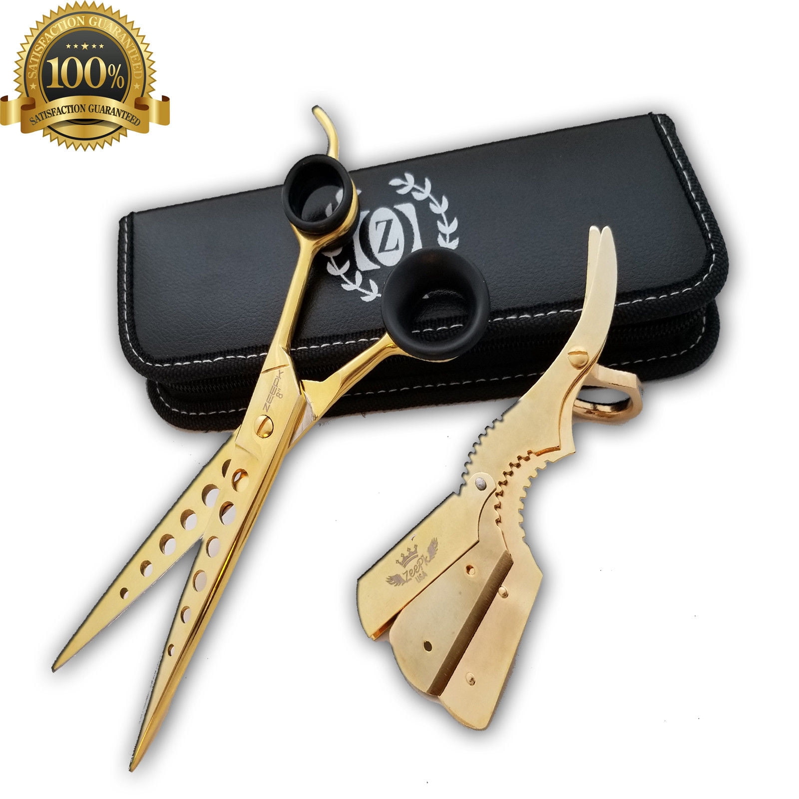 Close Shave Razor Blade + Barber Shears Hair Cutting Scissors Tijeras 8 ...