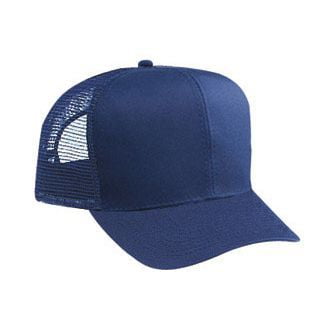 OTTO Cotton Blend Twill 6 Panel Pro Style Mesh Back Trucker Hat - Navy ...