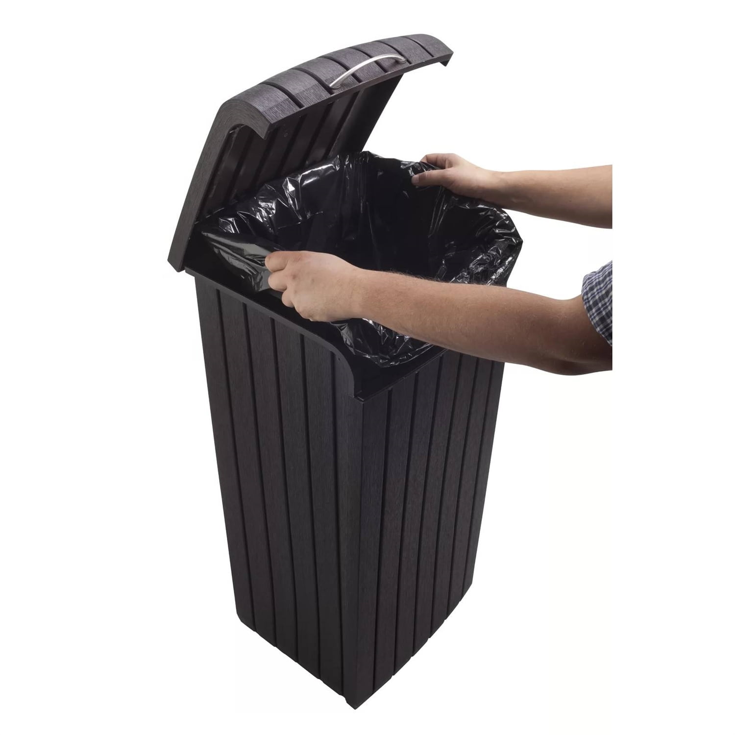 Heavy Duty Plastic 30-Gallon Kitchen Trash Can with Easy Open Lid in ...