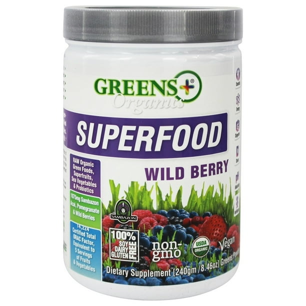 Greens Plus - Organic Superfood Powder Wild Berry - 8.46 oz. - Walmart.ca