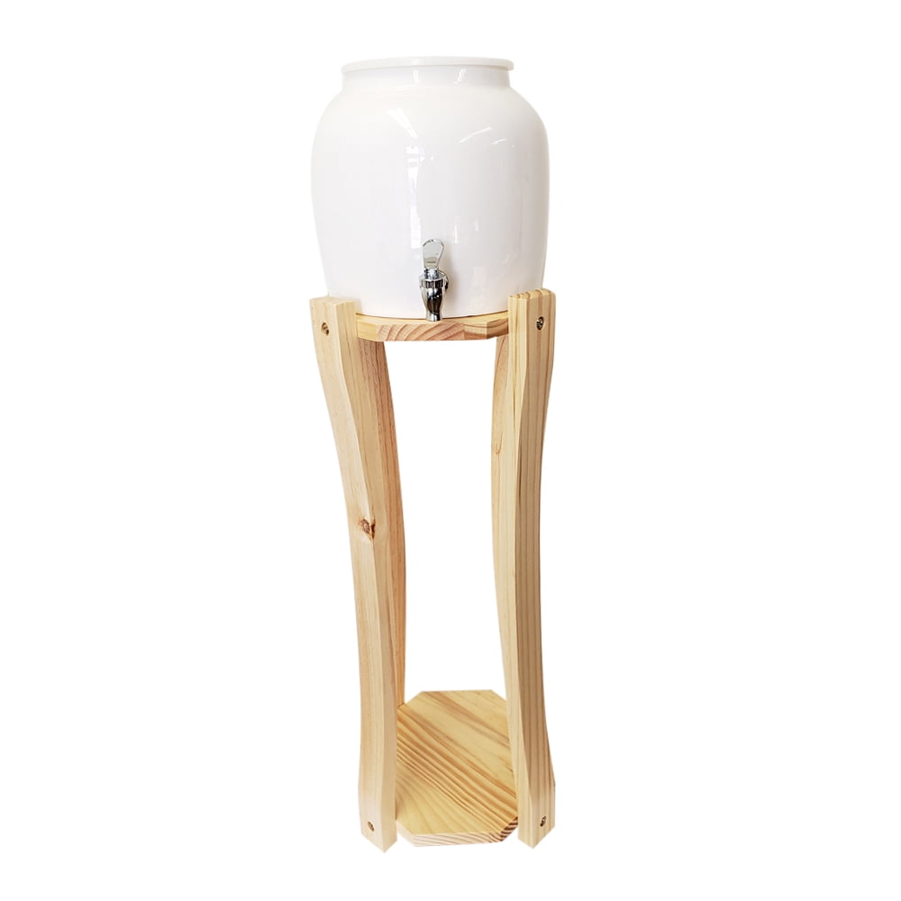Curved Natural Water Stand with Beverage Dispenser - Solid White - 2.5 ...