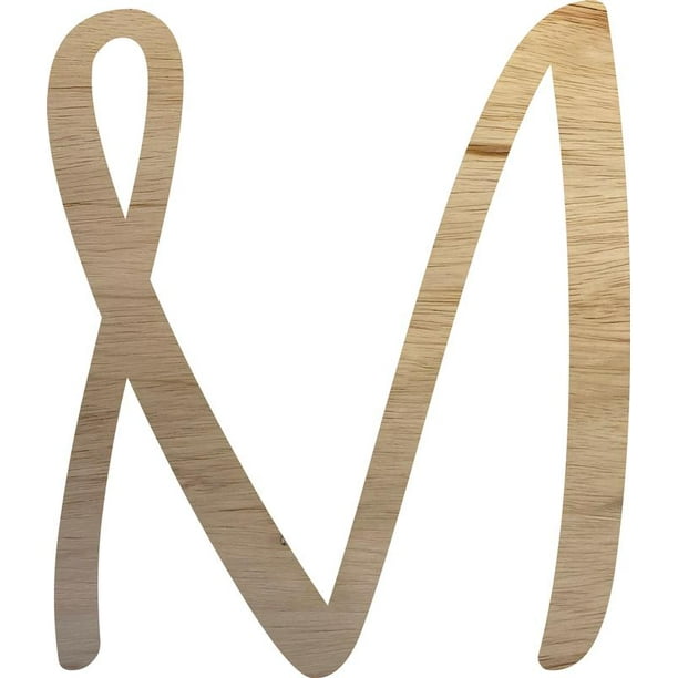 Unfinished Wooden Cursive Letter M, Real Wood Material 8'' Tall ...