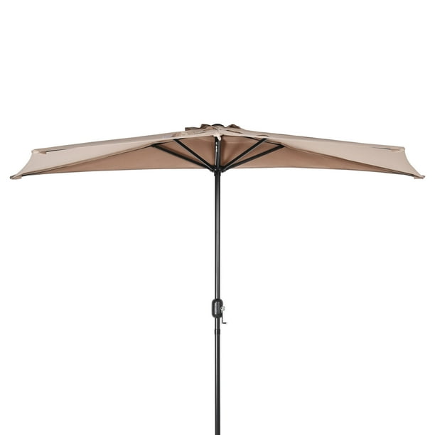 9ft Half Round Patio Umbrella with Crank and 5 Ribs, Outdoor Balcony ...