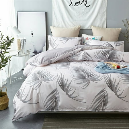 Hipaopao Tropical Botanical Grey Palm Tree Leaves Bedding Duvet Cover ...