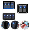 Rocker Switch Panel,12V-24Vdc, Blue Switches, Aluminum Panel, On/Off ...