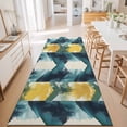 2x6 Abstract Blue Yellow Oil Painting Runner Rug for Hallway, Washable ...