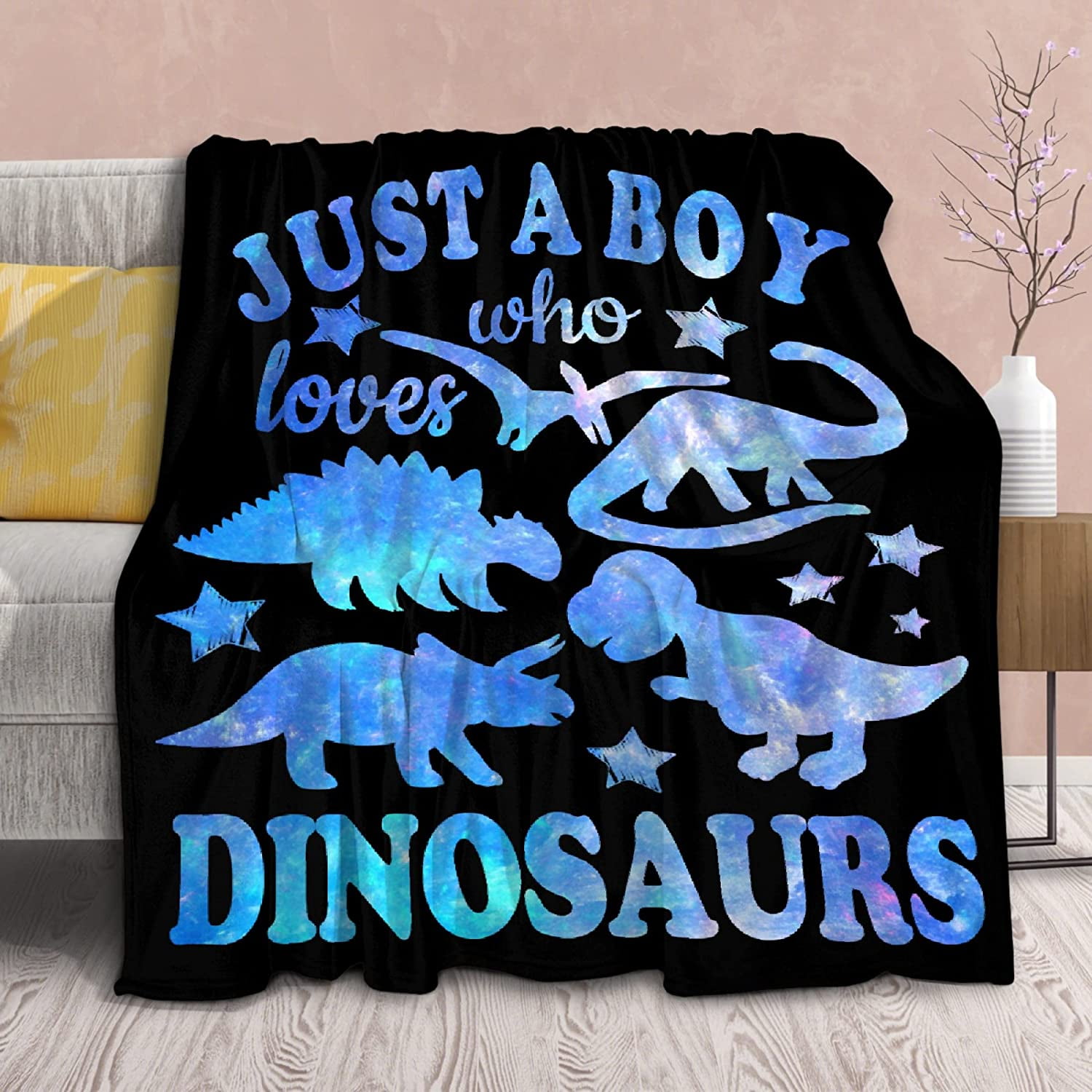 Dinosaur Blanket-Just A Boy Who Loves Dinosaurs Soft Comfy Throws Gift ...