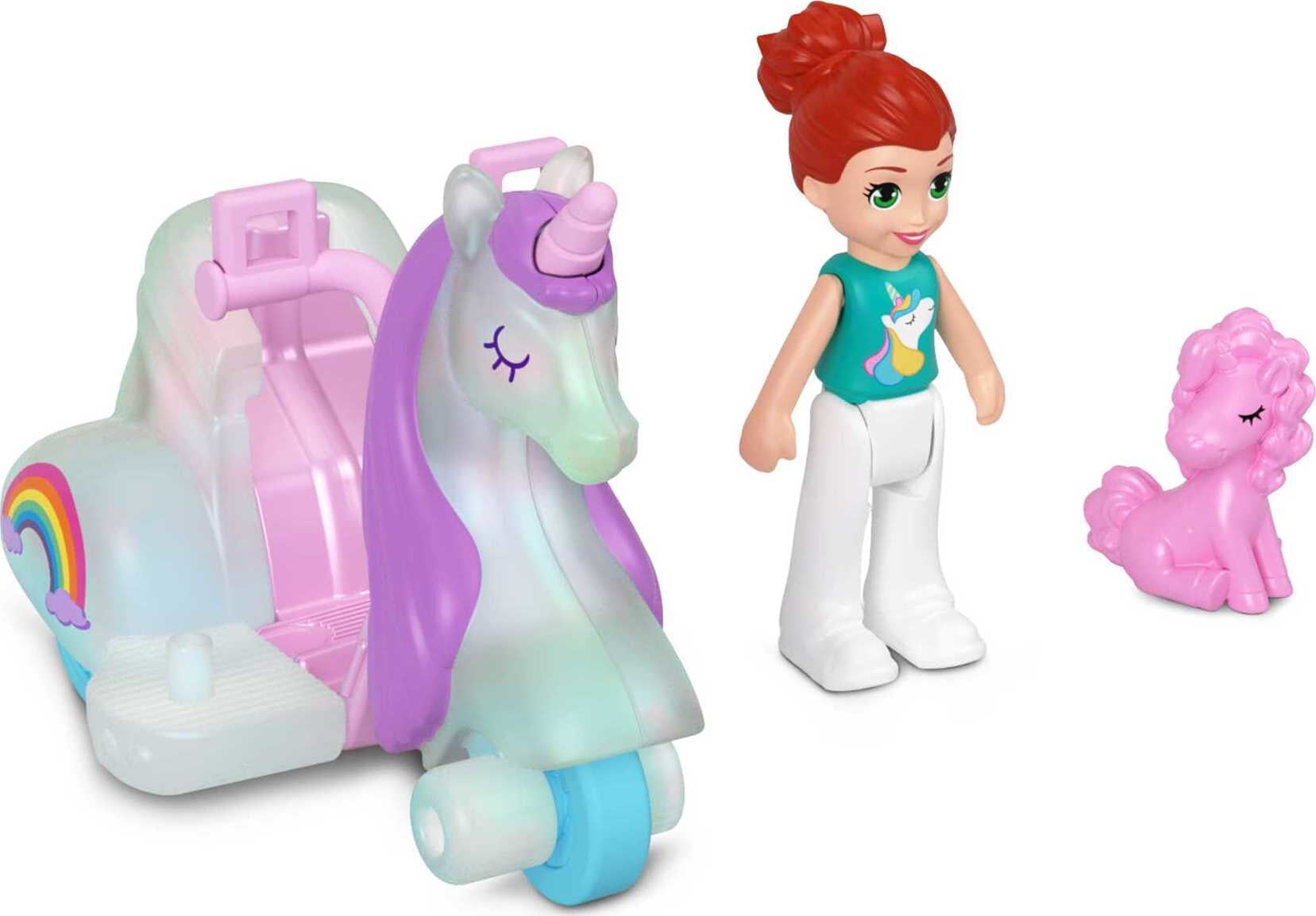 Polly Pocket Micro Doll with Unicorn-Themed Die-cast 3-Wheeler and Mini ...