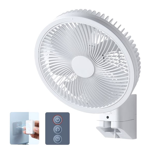 8.5 in Wall Mount Fan, Oscillating Hanging Fan with Remote Control, 10 ...