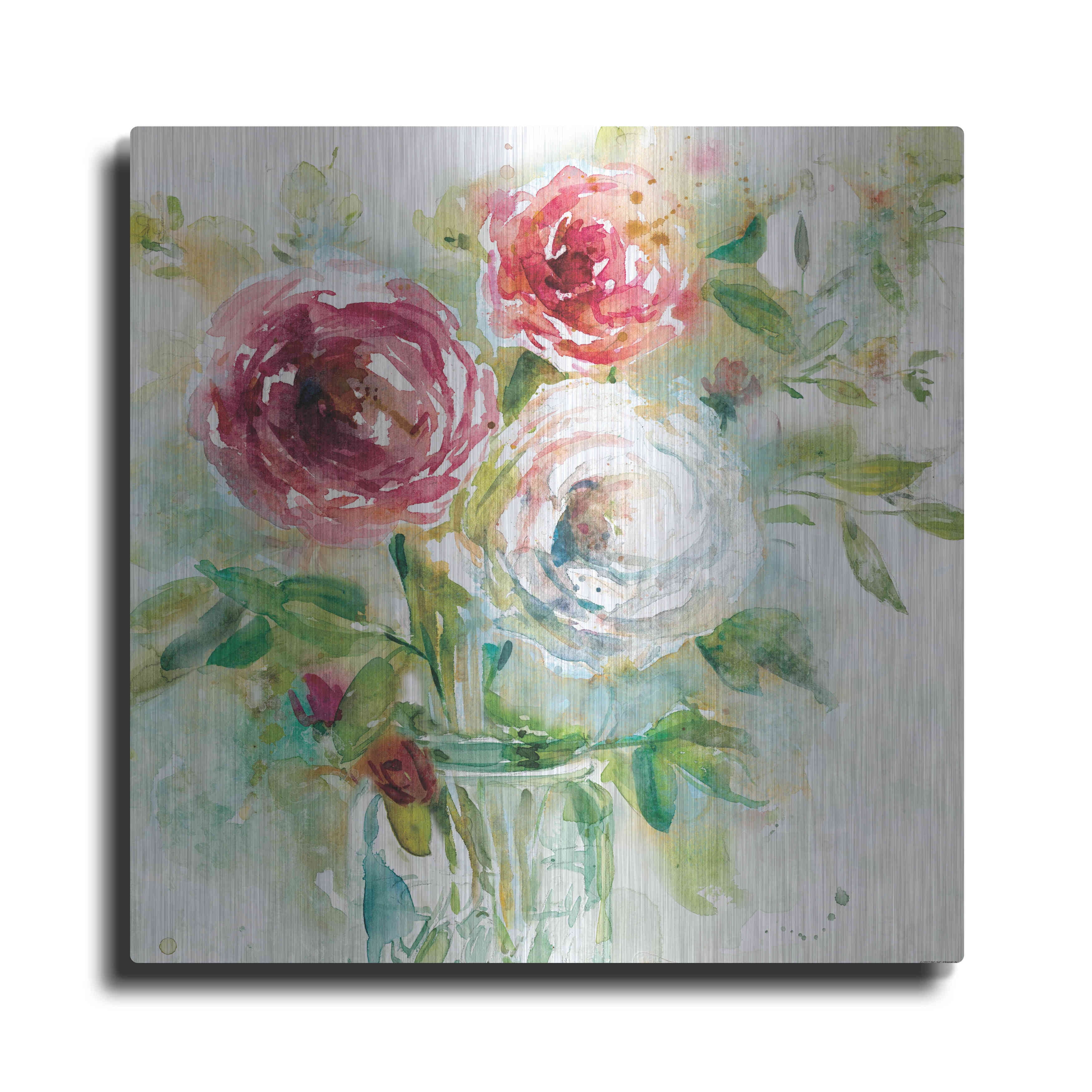 Luxe Metal Art 'Garden Jar 1' by Jadei Graphics, Metal Wall Art, 24"x24 ...