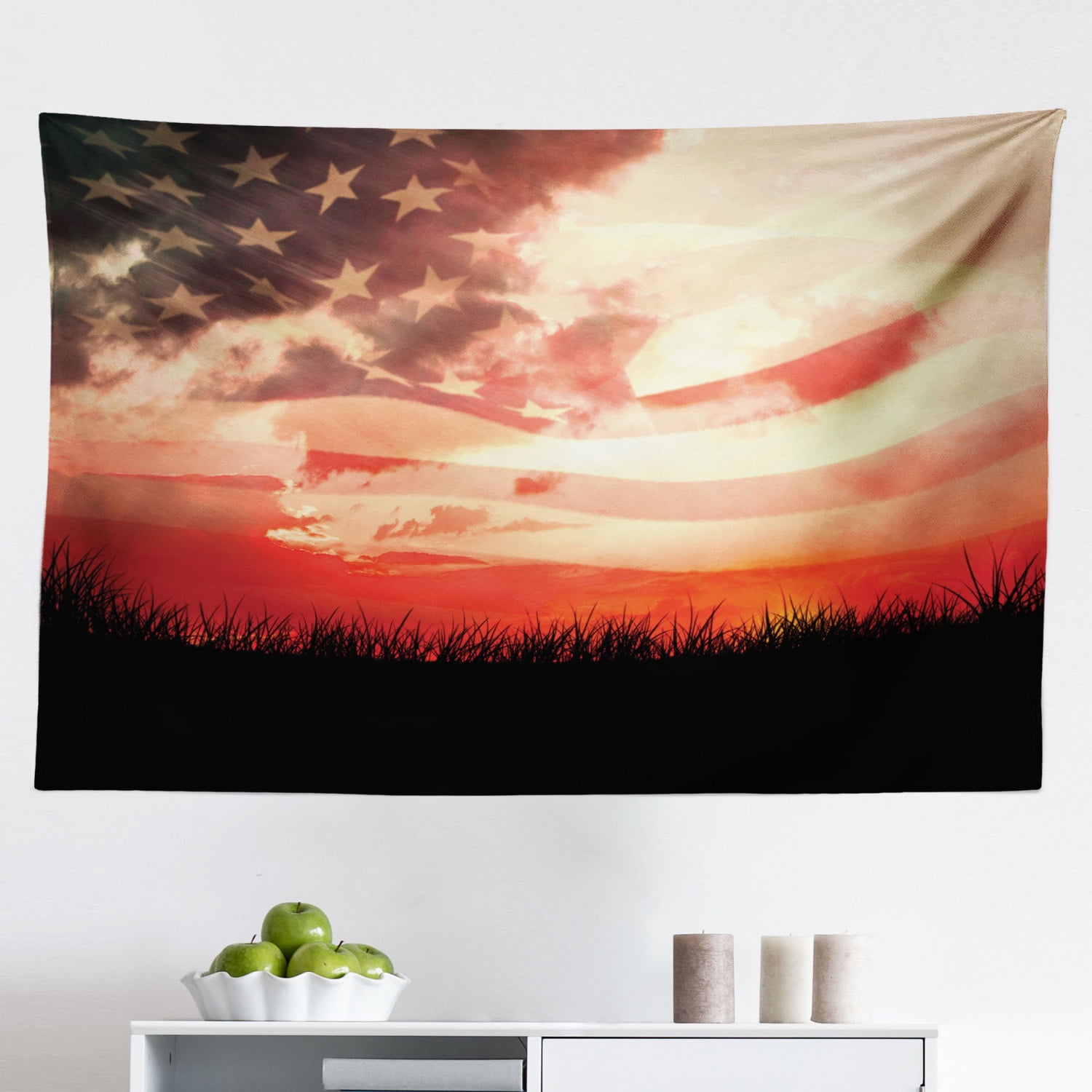 American Flag Tapestry, Us Over Old Rusty Tones Weathered Vintage ...