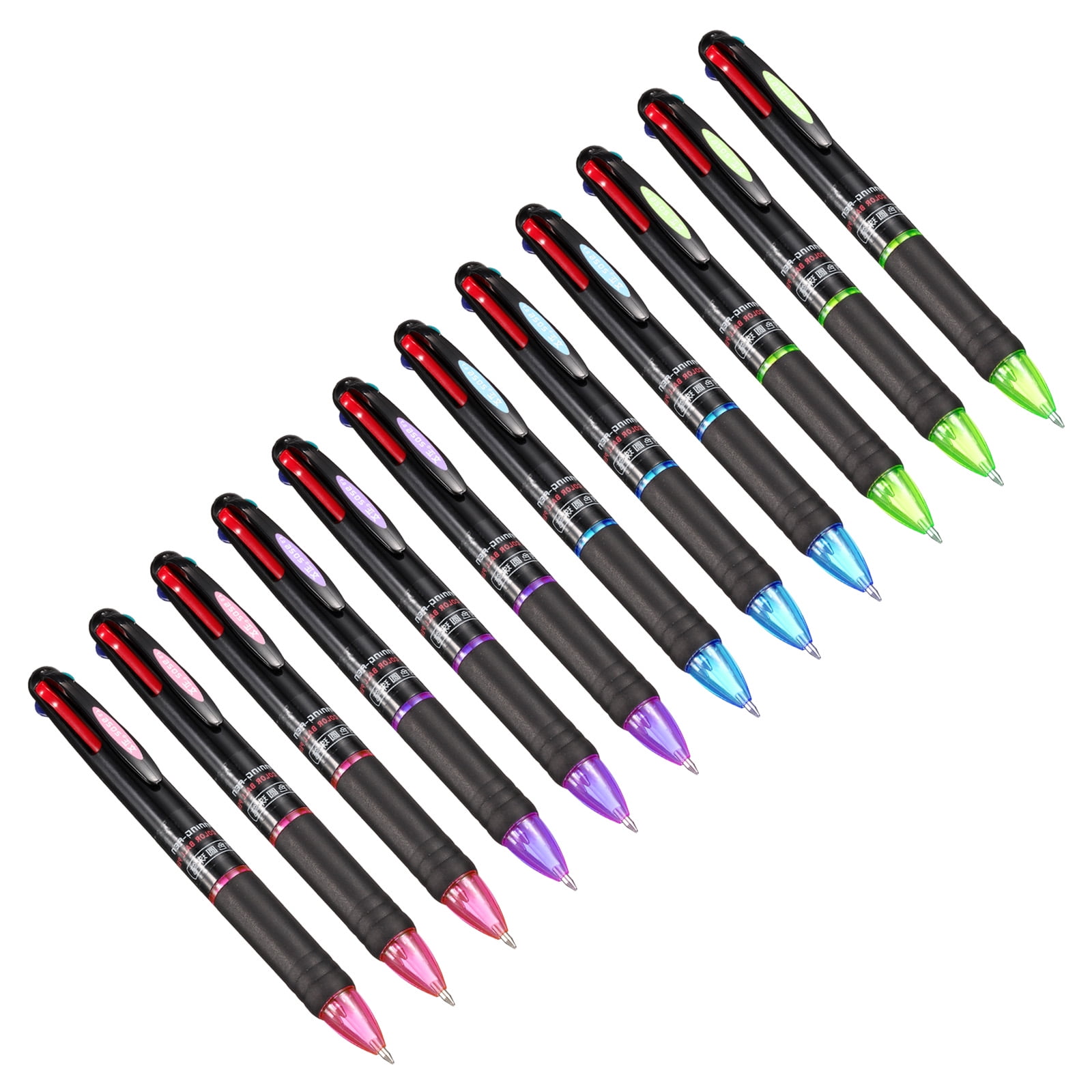 Fine Point 0.7mm 4 Colors Ink Retractable BallPoint Pens, Black 12 Pack ...