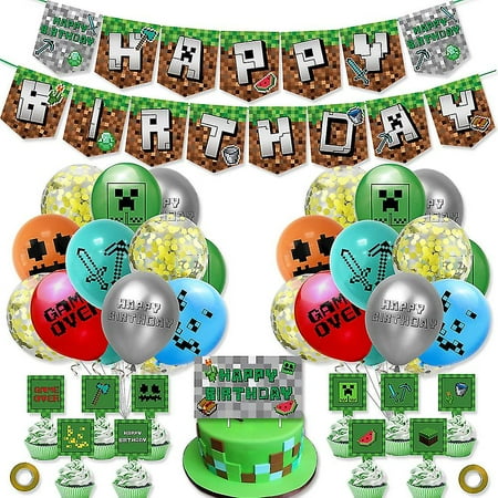 Minecraft Birthday Decoration Happy Birthday Banner Game Party Supplies ...