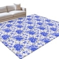 Blue Floral Washable Area Rug 5 x 8 ft Farmhouse Watercolor Flower Leaf ...